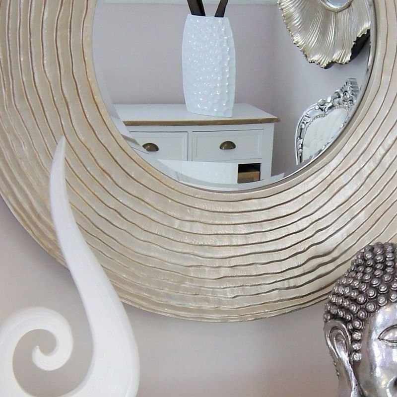 Duże lustro okrągłe, szampańska rama. - FP108 - Impresje24.pl